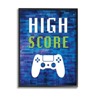 Stupell High Score Pixel Style Gaming Controller Typography Framed Wall ...