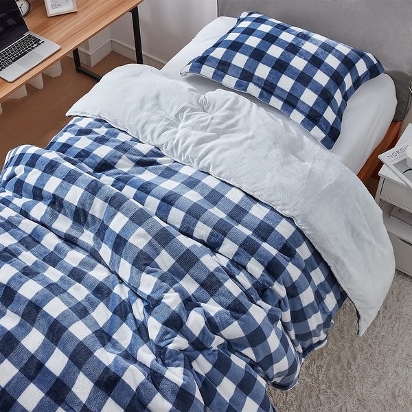 Ah, Yes The Scottish Winter - Coma Inducer® Oversized Comforter Set - Blue Checkered Plaid - Bed ...