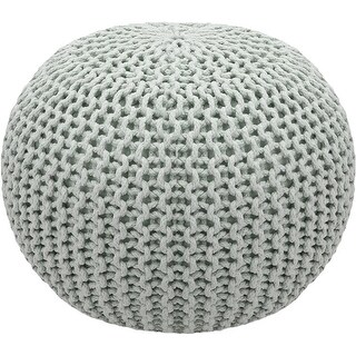 Round Knitted Cotton Braid Cord Cable Floor Foot Stool - Grey - Bed ...