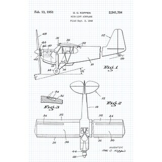 High-Lift Airplane on Graphite on Blue Graph - Patents - 24x16 Poster ...