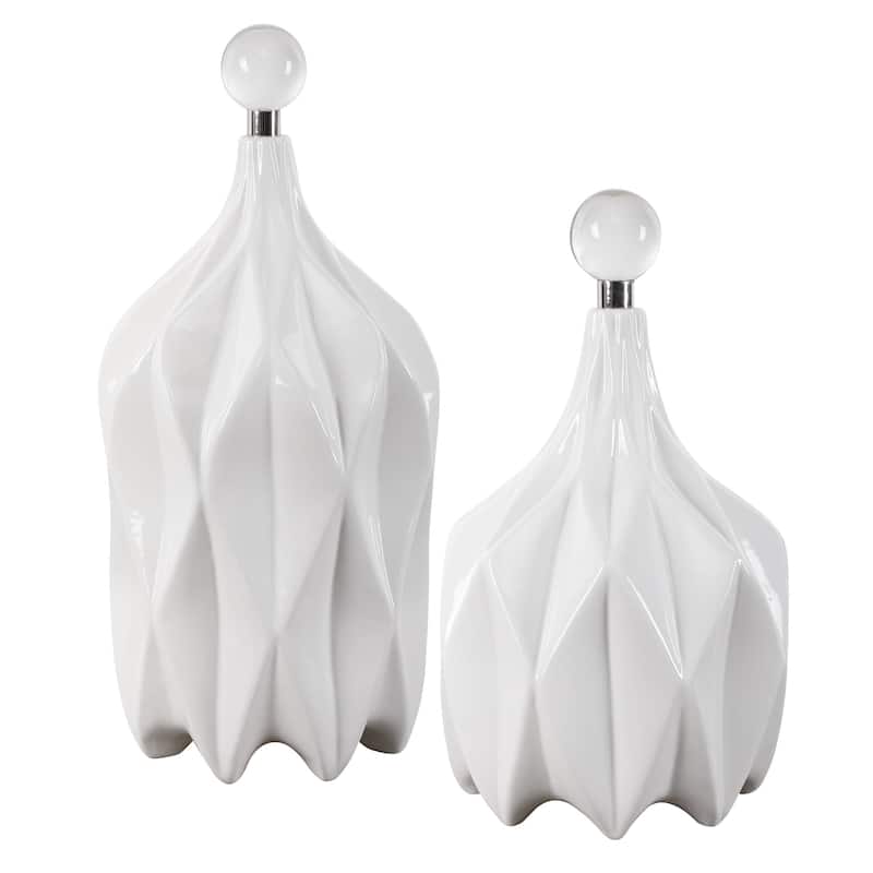 Uttermost Klara White Bottles (Set of 2) - Overstock - 32196017