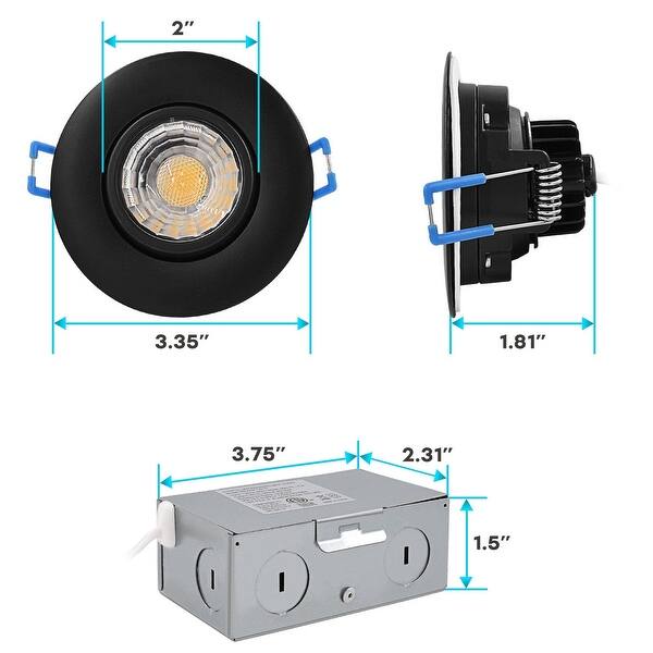 Luxrite 3 Inch Gimbal LED Recessed Light, 5CCT Selectable 2700K-5000K ...