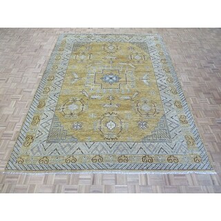 Hand Knotted Gold Oushak with Wool Oriental Rug (9' x 12') - 9' x 12 ...