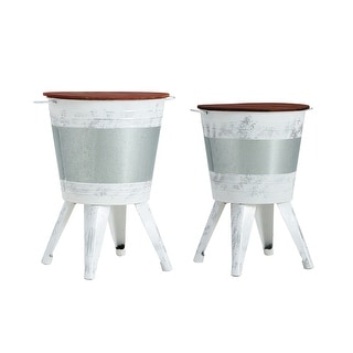 Rustic Distressed Metal Accent Cocktail Table Set of 2 - Bed Bath ...