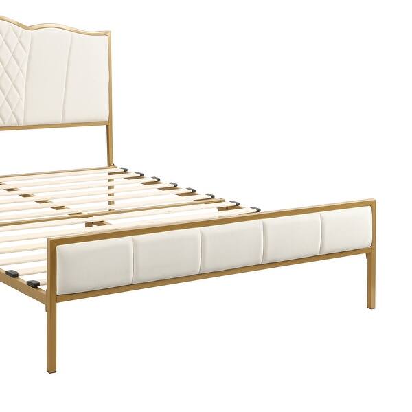 Elegant Design Bed Frame Golden Metal Platform Bed with Tufted ...