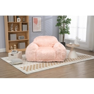 Lazy Pink Bean Bag Chair Long Hair Edamame Bag Sofa Microfiber Loveseat ...