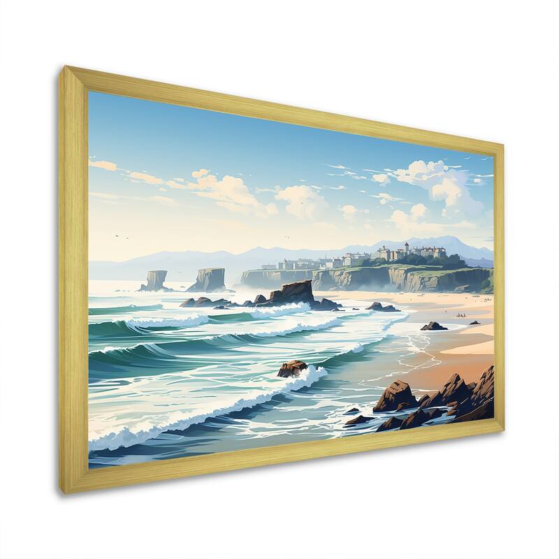 Designart "French Basque Beaches I" France Framed Wall Art Living Room ...