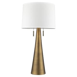Muse 2-Light Hand Painted Antique Gold Table Lamp With Off White ...