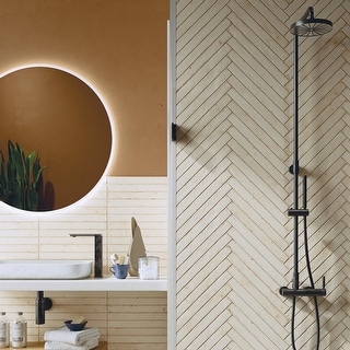 Merola Tile Phoenix Ivory 1-7/8" x 17-3/4" Porcelain Floor and Wall ...