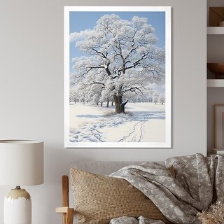 Designart "White Tree Winters Grace" Landscape Trees Framed Canvas Art ...