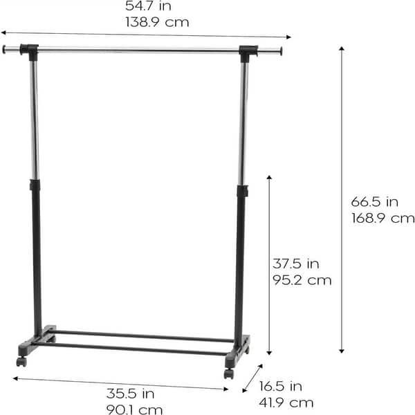 Double Rod Height Adjustable Clothes Rack with Extendable Bar and ...