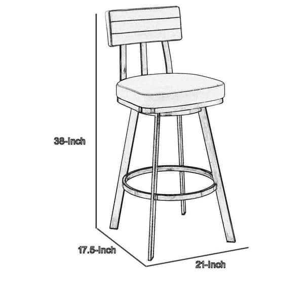 Col 26 Inch Swivel Counter Stool, White Faux Leather, Stainless Steel ...