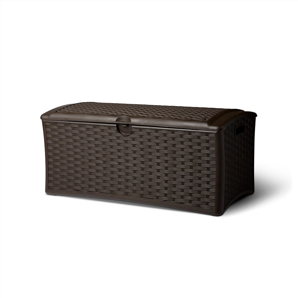 Outdoor Wicker Storage Box 90 Gallon Resin Deck Box - On Sale - Bed ...