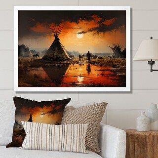 Designart "Orange Native Tipi Embracing Tradition II" Native American ...