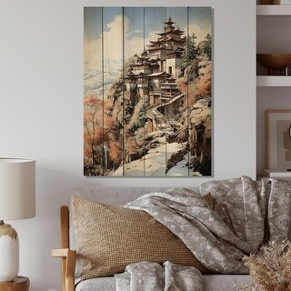 Designart "Asian Art Tibetan Monastery VIII" Asian Print on Natural ...