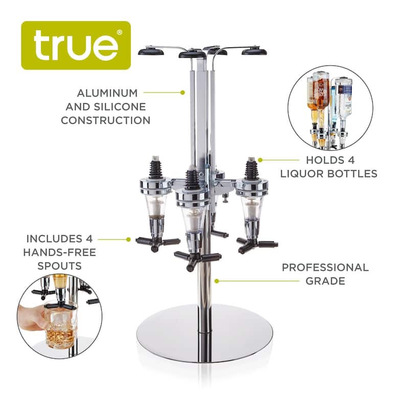 True Liquor Tap, 4 Bottle Liquor Dispenser, Aluminum & Silicone ...
