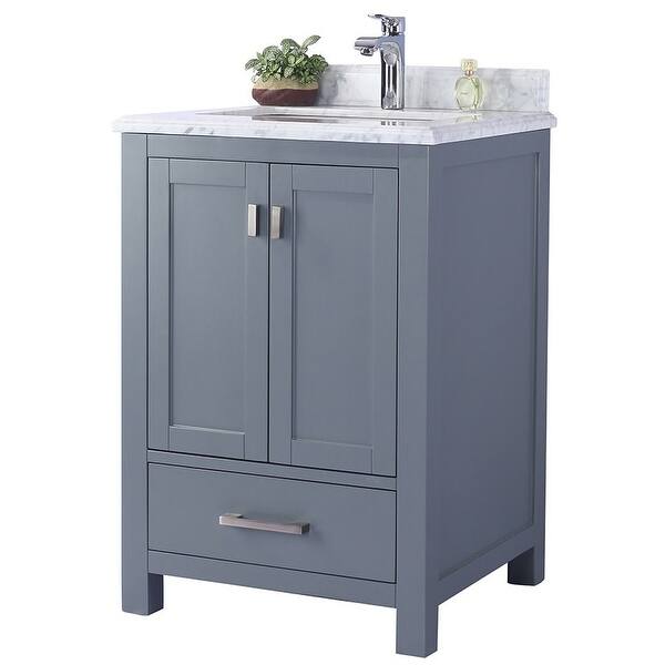 Miseno Prim 24" Free Standing Vanity Set with Grey Solid Oak Cabinet ...