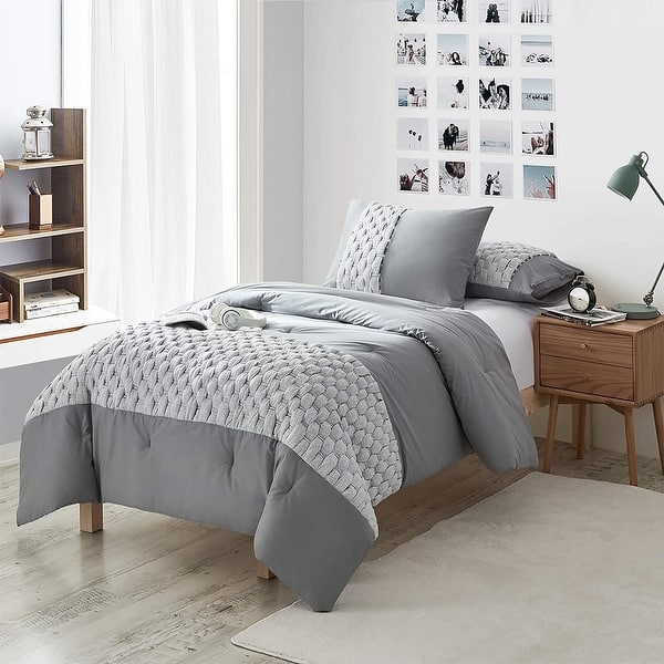 Knit and Loop Textured Oversized Comforter - Alloy/Glacier Gray - Bed ...