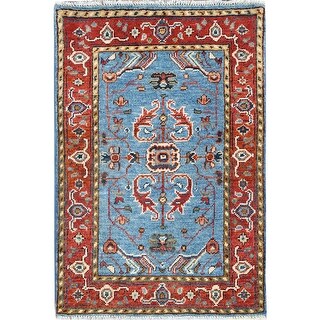 Shahbanu Rugs Carolina Blue Afghan Peshawar All Over Heriz Design ...