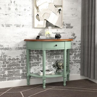 Homy Casa Semicircle Farmhouse Solid Wood Console Table with Storage - Bed Bath & Beyond - 36373522