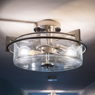 Addison 15-in W Satin Nickel Semi Flush Mount Ceiling Light Clear Glass ...