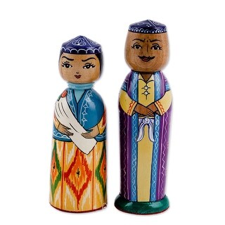 Novica Handmade Magnificent Marriage Wood Figurines (Set Of 2) - Bed ...