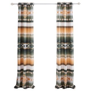 84 Inch Window Panel Curtains, Southwest Yellow Stripes, Pockets - 0.24 ...