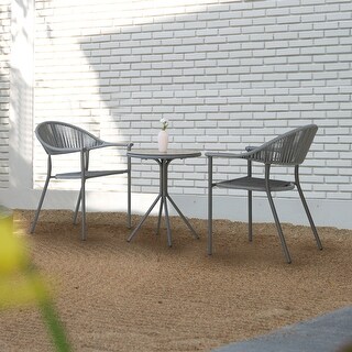 NUU GARDEN 3-piece Patio Rope Wicker Bistro Set - Bed Bath & Beyond ...