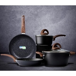 Pots and Pans Set Non Stick, Ceramic Cookware Set with Pattern ...
