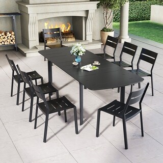 Outdoor Aluminum Expandable Patio Dining Table Extension Table with ...