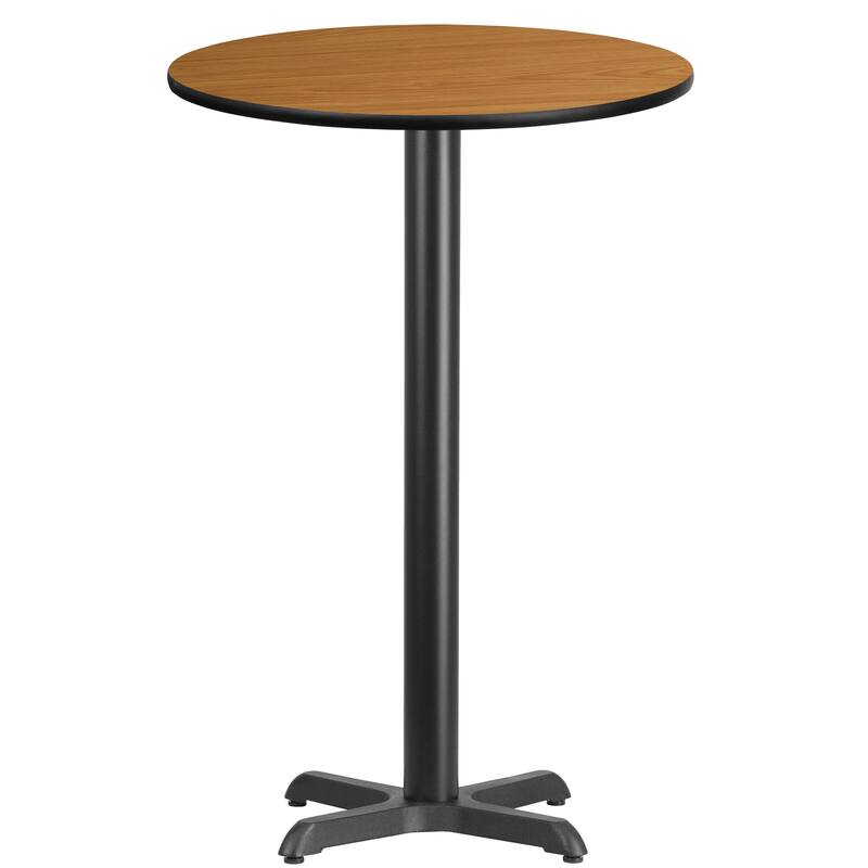 24'' Round Laminate Table Top with 22'' x 22'' Bar Height Table Base ...