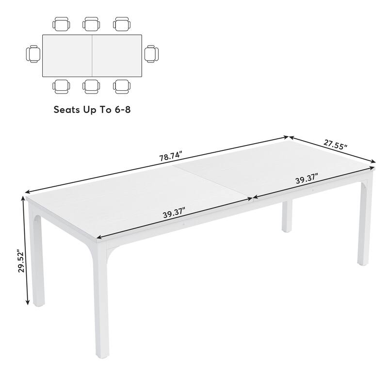 78.74 Inches Rectangular Dining Table with Heavy-Duty Metal Legs (Only ...