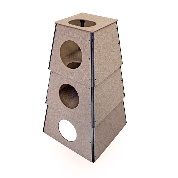 Happystack Cat Tower Model Pyramid Style in Tan Indoor/Outdoor Carpet ...