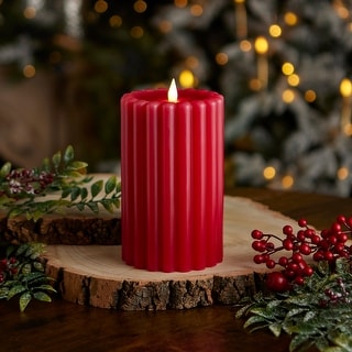 Wide Ribbed Motion Flameless Candles 4x10 Red - Bed Bath & Beyond ...