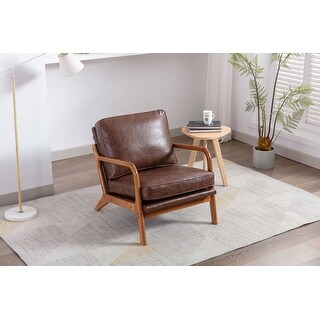 Modern Home Accent Chair, Oak Wood Frame Armchair for Living Room - Bed ...