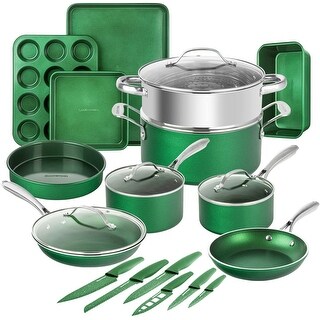 Emerald Pots and Pans Set Nonstick, 21 Piece Ultra Durable Complete ...