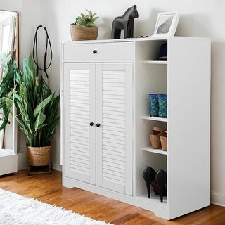 Modern Slim Shoe Storage Cabinet Rack Organizer With 2 Shutter Door ...