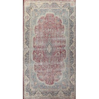 Antique Maroon Vegetable Dye Kerman Persian Wool Area Rug Hand-knotted ...