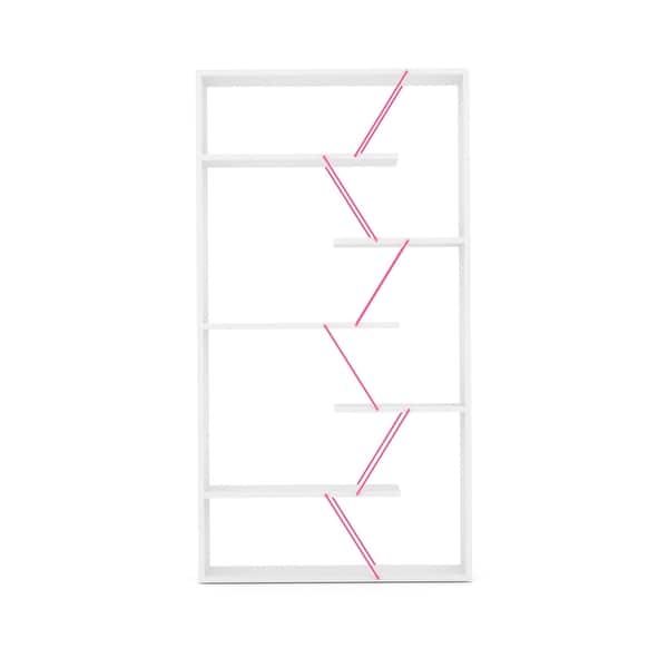 Large Capacity Irregular Bookcase with 5 Solid Wood Shelves Stylish ...