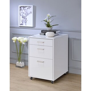 Coleen White High Gloss & Chrome Finish File Cabinet - Bed Bath ...