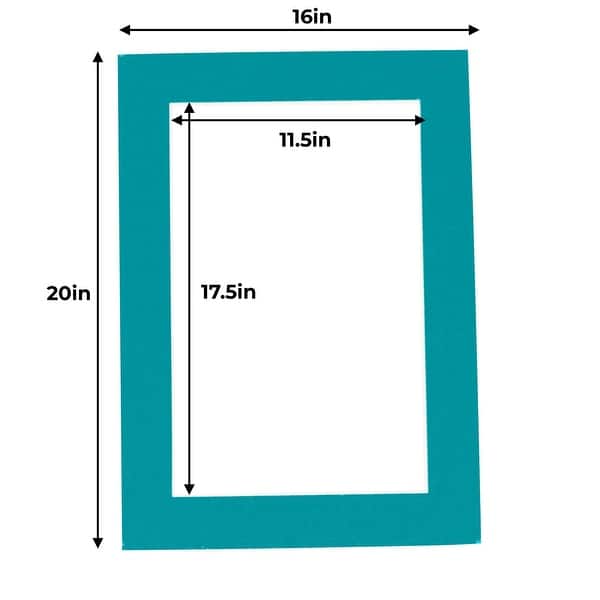 12x18 Mat for 16x20 Frame - Precut Mat Board Acid-Free Teal Blue 12x18 ...