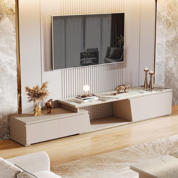 70.9" W - 105" W Extendable TV Stand, Extra Long Modern Entertainment ...