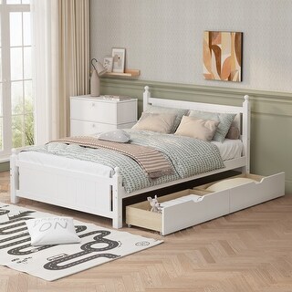Timeless Wood Platform Bed with Frame with 2 drawers for Limited Space ...
