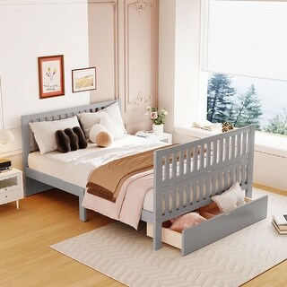 Gray Full Size Crib Convertible Bed w/ Drawers & 3 Adjustable Mattress ...