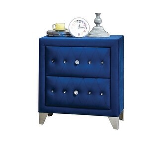 Chic Blue Velvet Bedside Table with Dual Drawers, Perfect for Modern ...