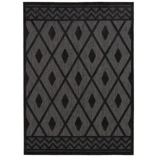 Gia 5 x 7 Soft Area Rug, Harlequin Diamond Symmetrical Pattern, Black ...