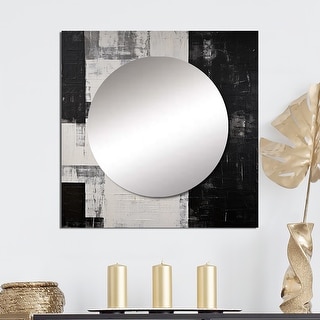 Designart "Abstract Ebony Echoes I" Abstract Shapes Wall Mirror ...
