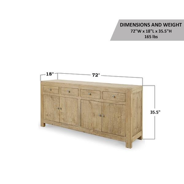 Artissance Reclaimed Wood Storage Buffet w/4 Drawers and 4 Doors, 72 ...