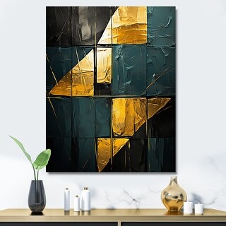 Designart "Yellow Interlude Abstract Expressionism Teal" Abstract ...