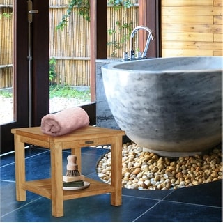 Teak Wood Bermuda Bathroom Shower Stool, Large - Bed Bath & Beyond ...